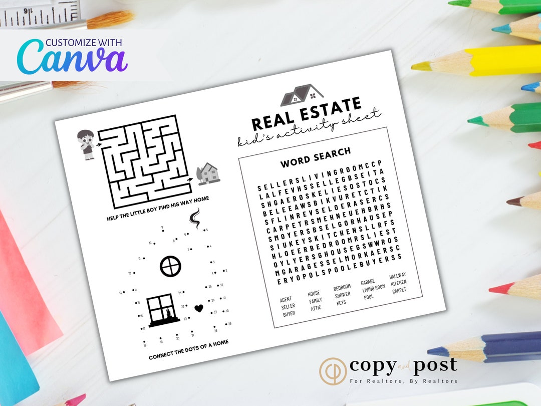 Kids Activity Sheet | Canva Template | Real Estate Marketing | Real ...