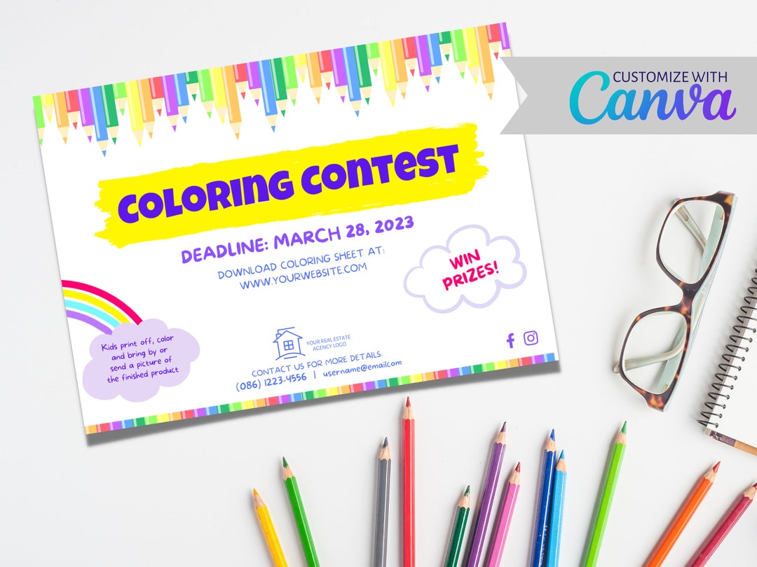 Invitation | Coloring Contest | Canva Template | Real Estate Marketing ...