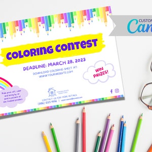 Invitation Coloring Contest Canva Template Real Estate Marketing ...