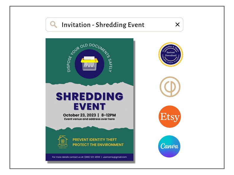 Invitations/client Events - Shredding Event | Canva Template | Real ...