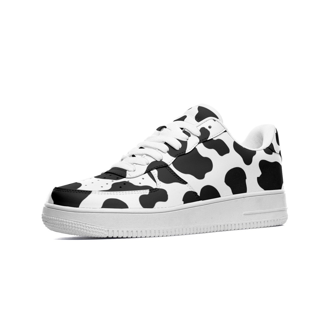 Stylish Unisex Low Top Cow Print Sneakers Handcrafted Leather Footwear ...