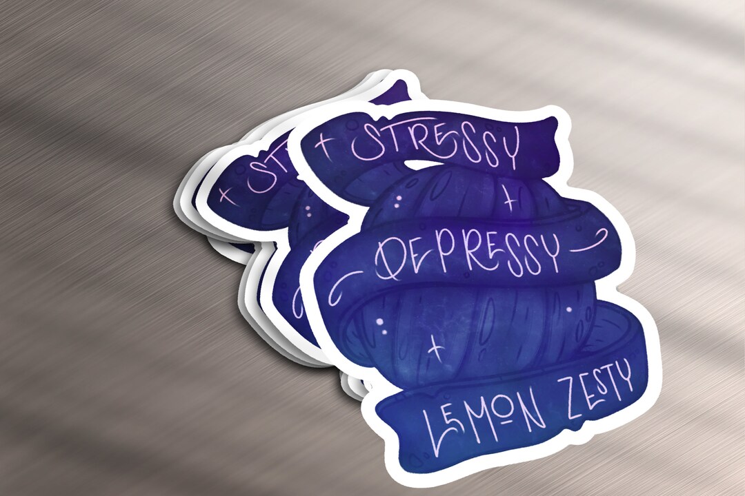 Stressy Depressy Lemon Zesty Sticker // Food Meme Sticker // - Etsy