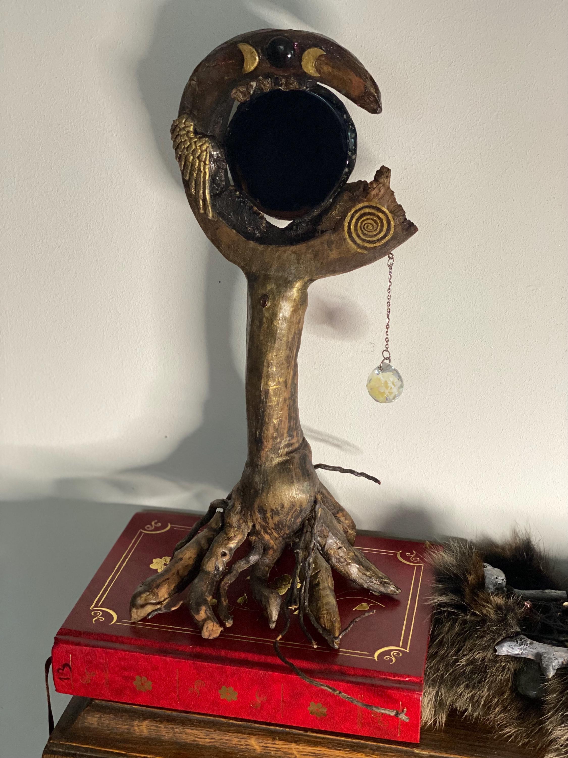 Winged Guardian Scrying Mirror- Handcrafted Wood Divination Tool ...