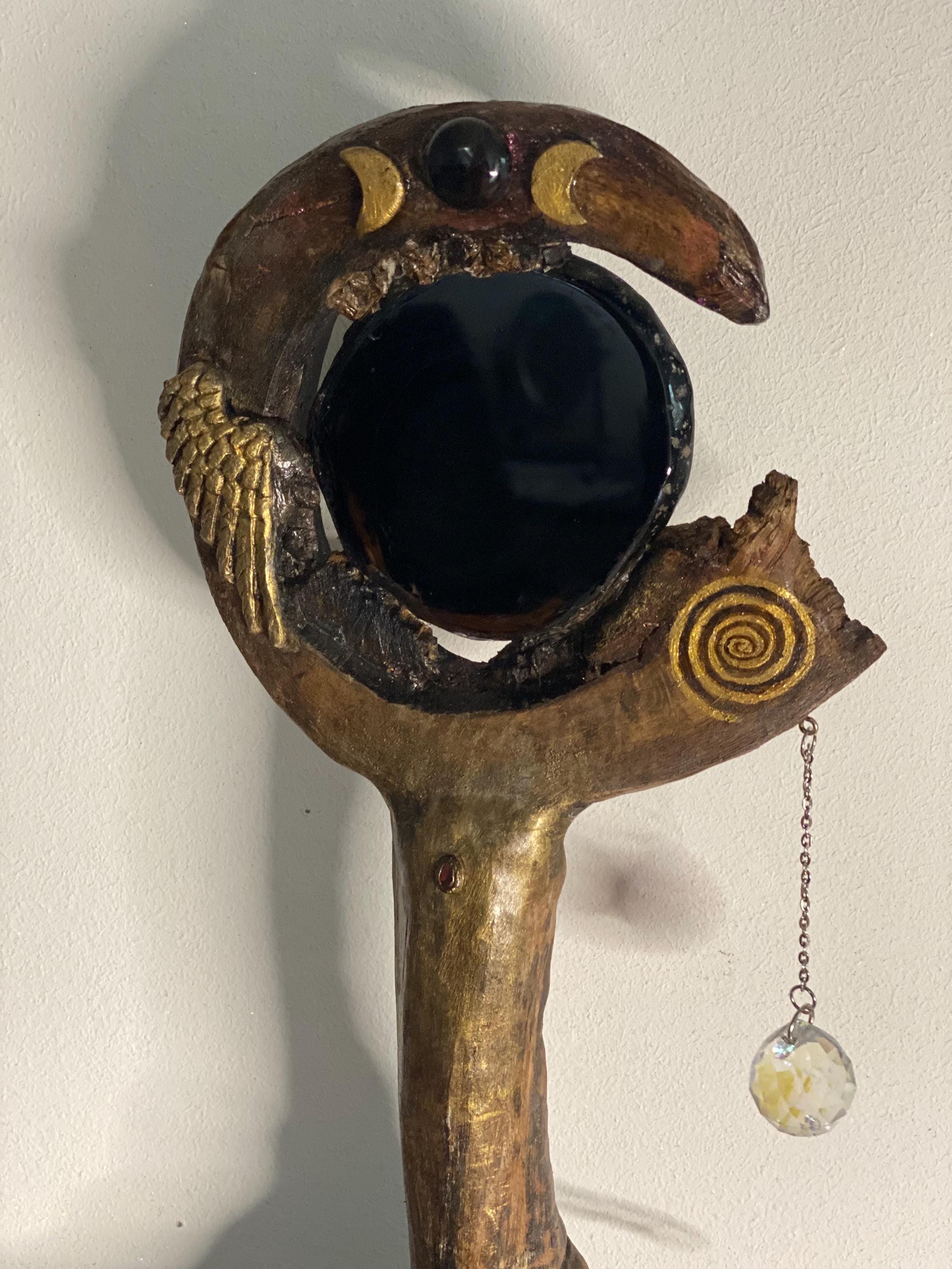 Winged Guardian Scrying Mirror- Handcrafted Wood Divination Tool ...