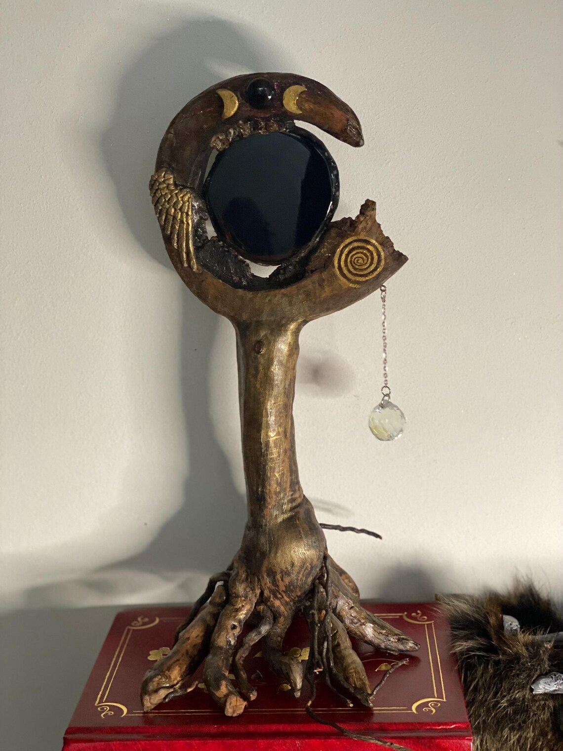 Winged Guardian Scrying Mirror- Handcrafted Wood Divination Tool ...