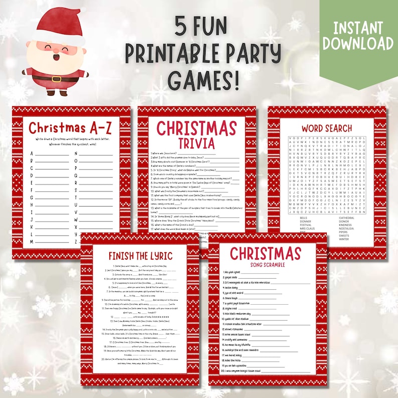Christmas Games Bundle, Printable Christmas Party Games for Adults ...