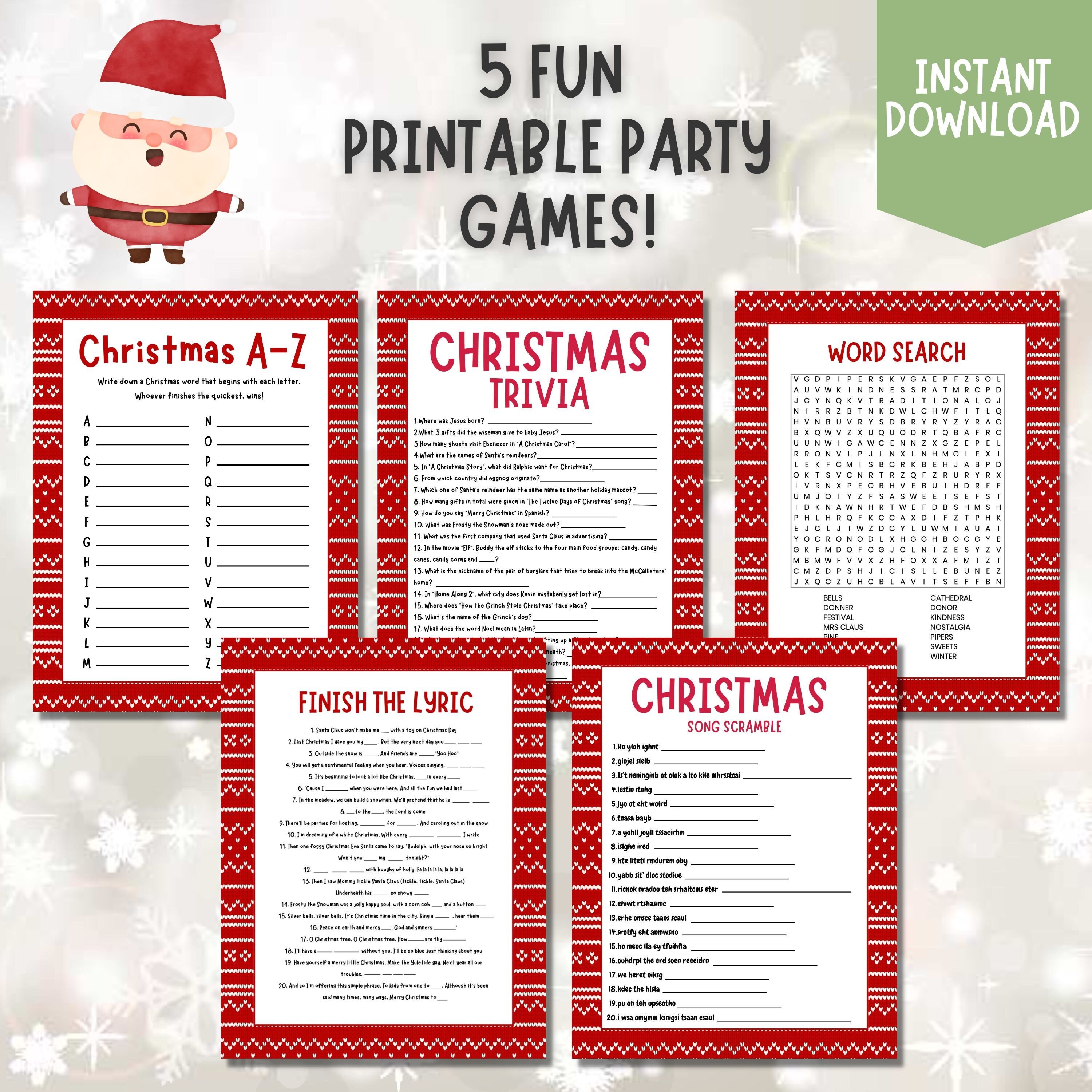 Christmas Games Bundle, Printable Christmas Party Games for Adults ...