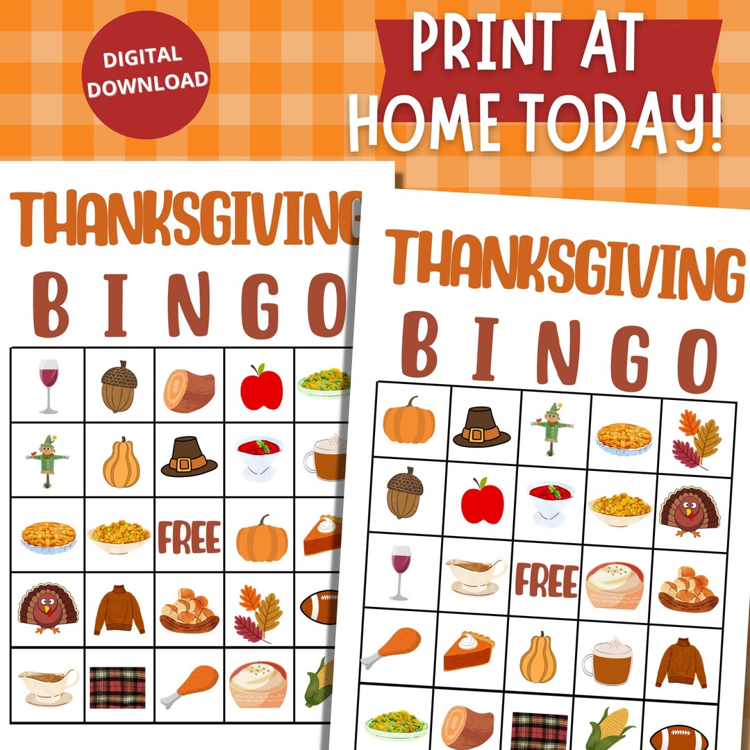 Juegos de Acción de Gracias imprimibles, bingo de Acción de Gracias ...