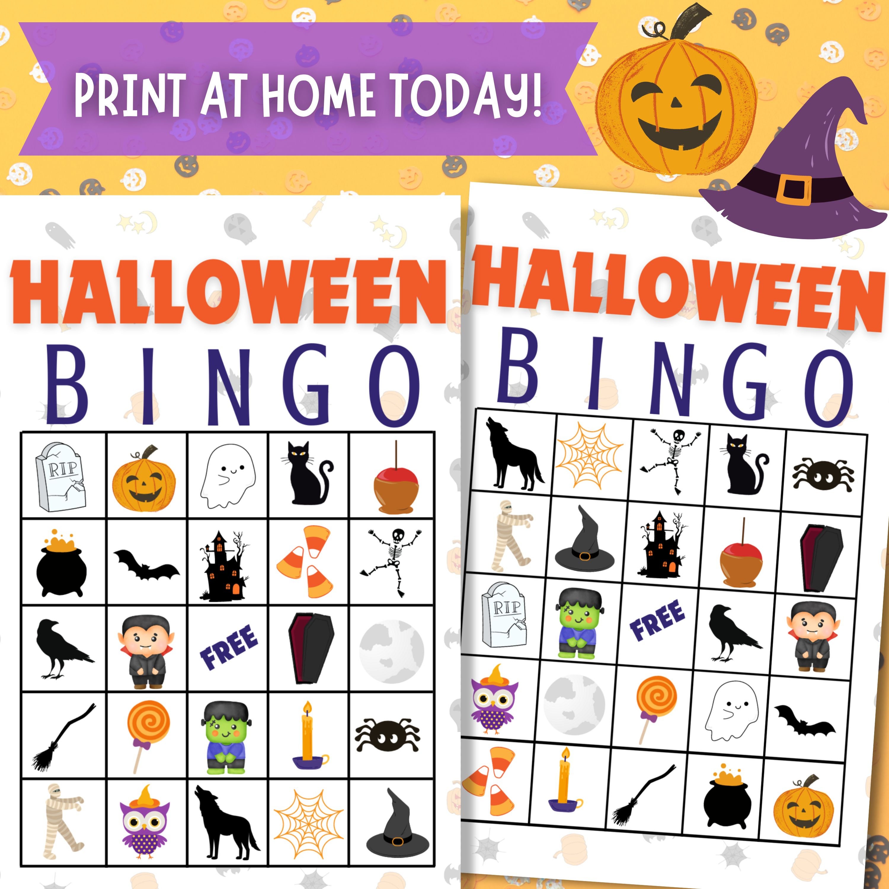 Halloween Printable Bingo Cards Classroom Halloween Party Games Digital ...