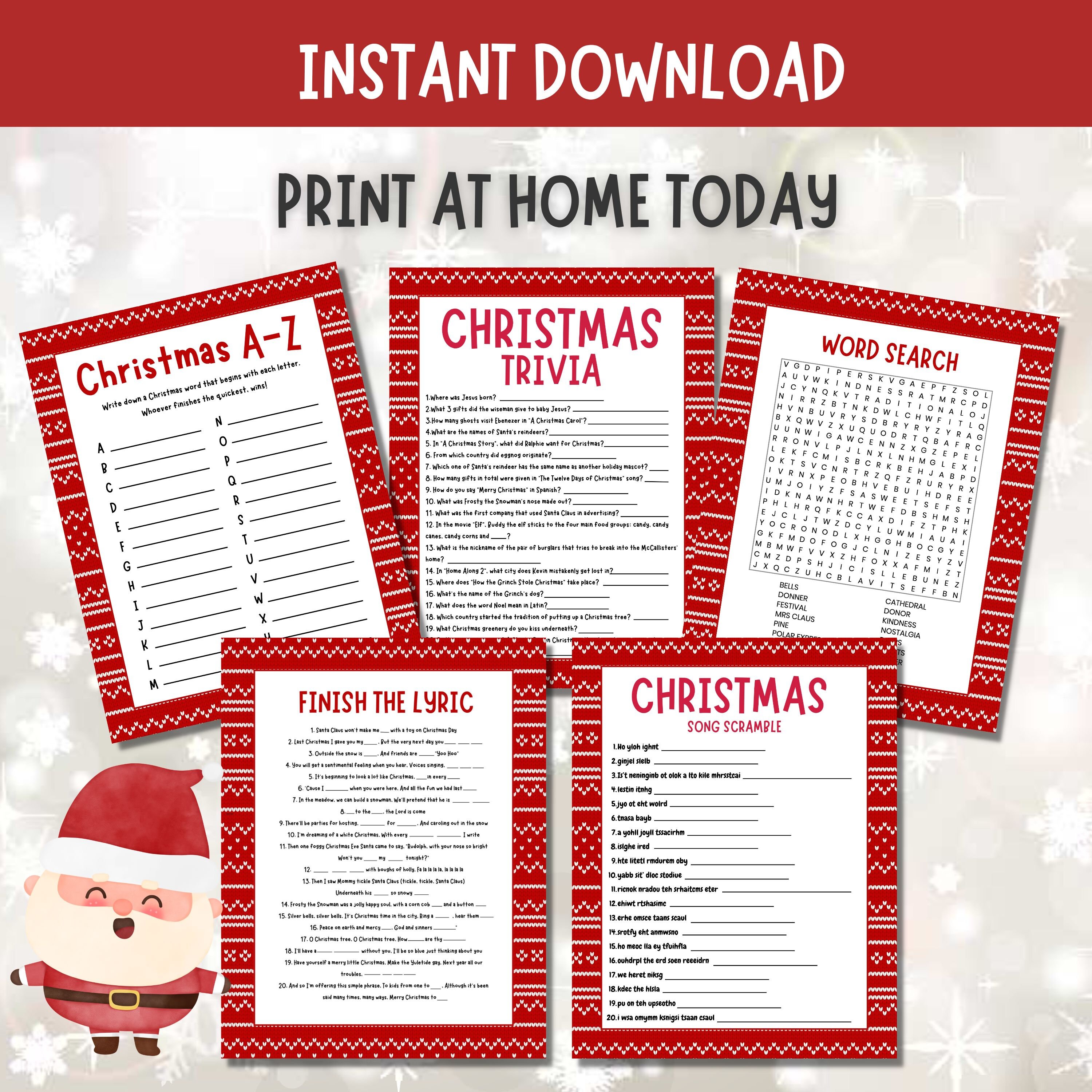 Christmas Games Bundle, Printable Christmas Party Games for Adults ...