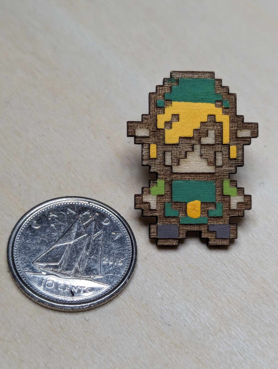 Zelda Pixelated Link Pin, Accessory, Lightweight Wood Pin, Laser Cut ...