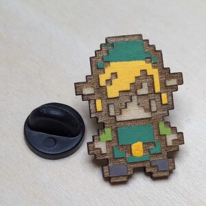 Zelda Pixelated Link Pin, Accessory, Lightweight Wood Pin, Laser Cut ...