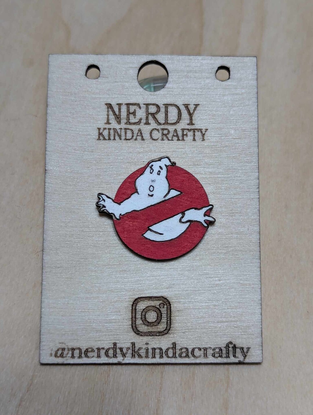Spooky Logo Pin, Wooden Accessory, Lightweight Laser Cut Design ...