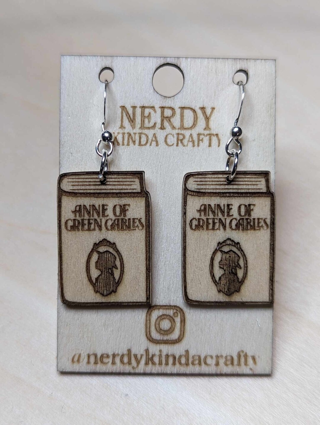 Adventure Inspired Book Laser Cut Wood Dangle Earrings, Sterling Silver ...
