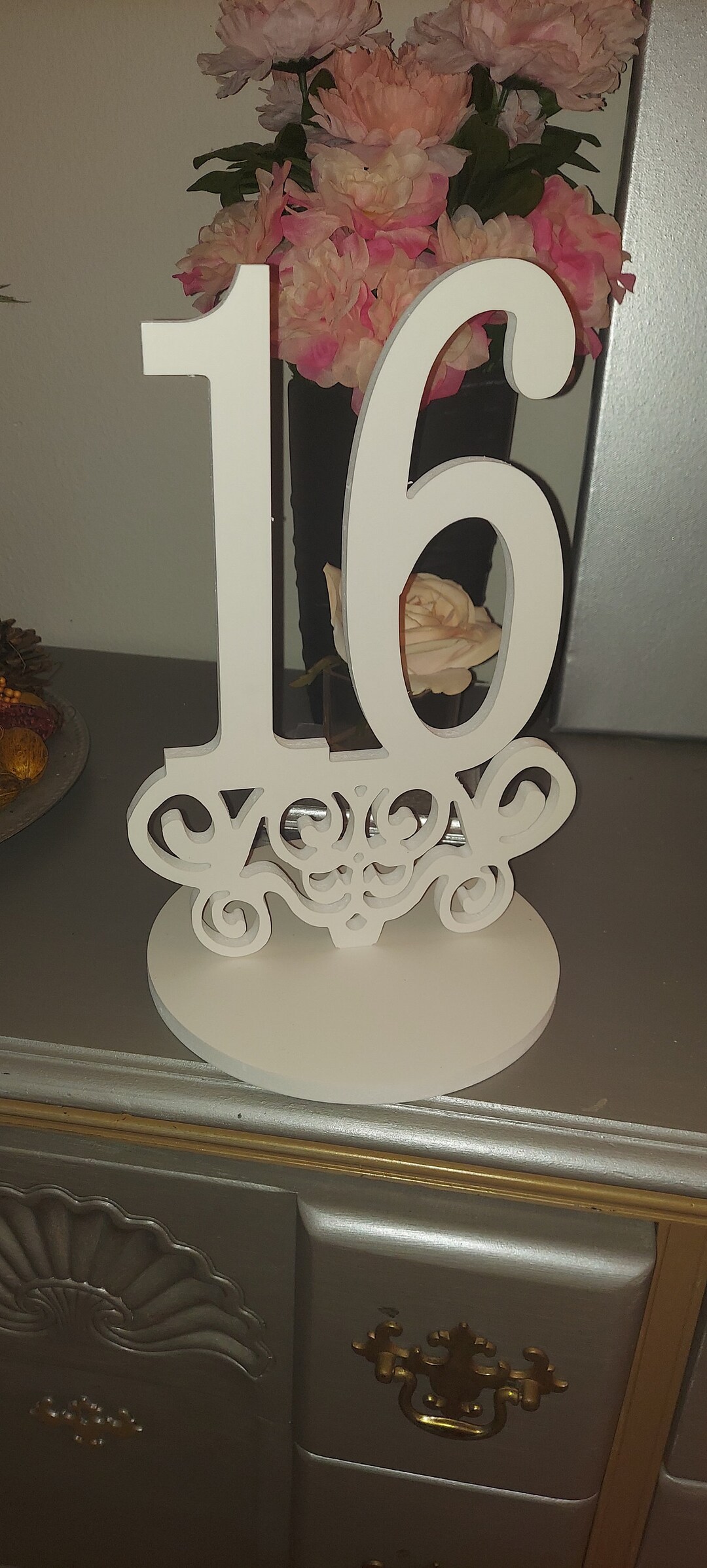 White Pvc Stand Alone 16 Sweet 16s Cake Topper Centerpiece Table Decor ...