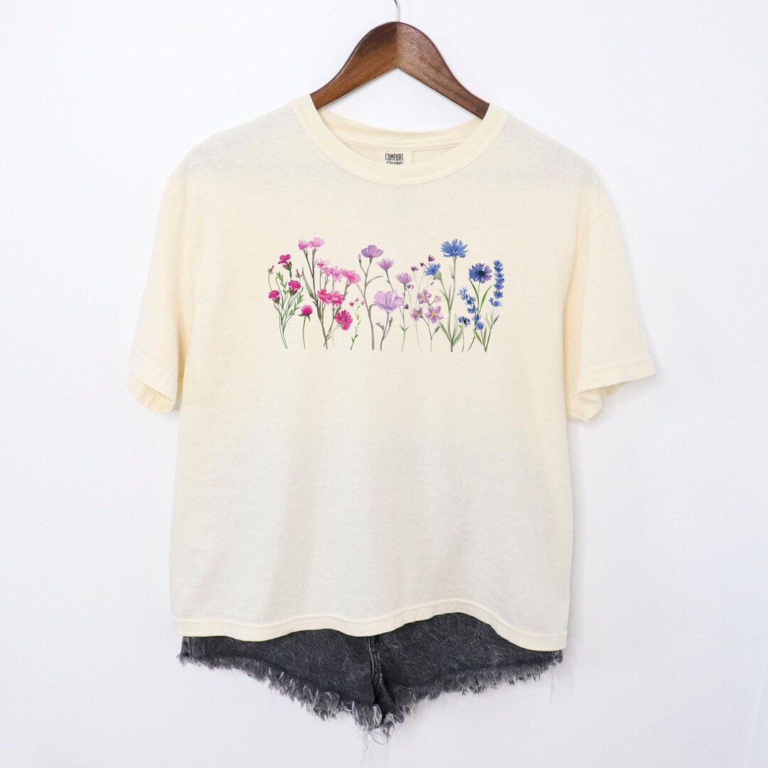 Bi Pride Crop Top, Subtle Bi Tee, Bi Wildflower Shirt, Bisexual Pride ...
