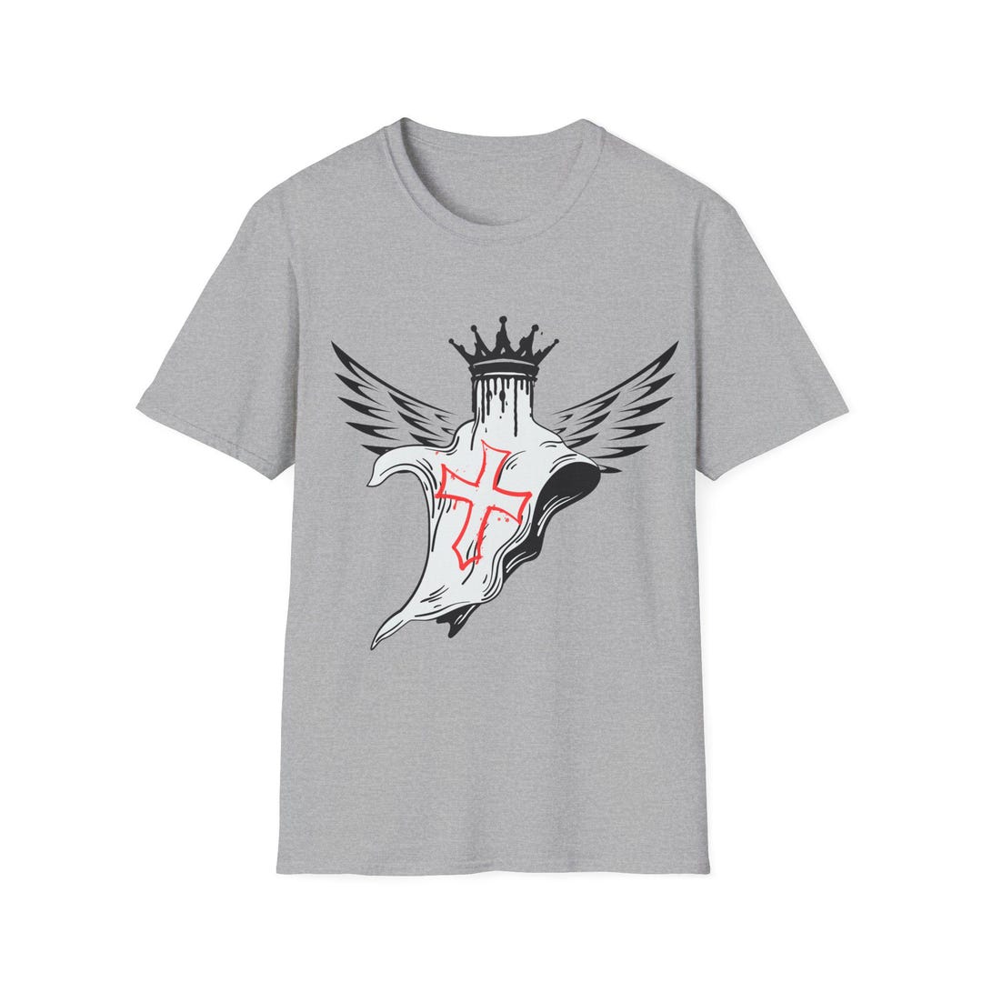 Ghost King Crown, Cross, and Dark Wings Halloween Adult T-shirt Spooky ...