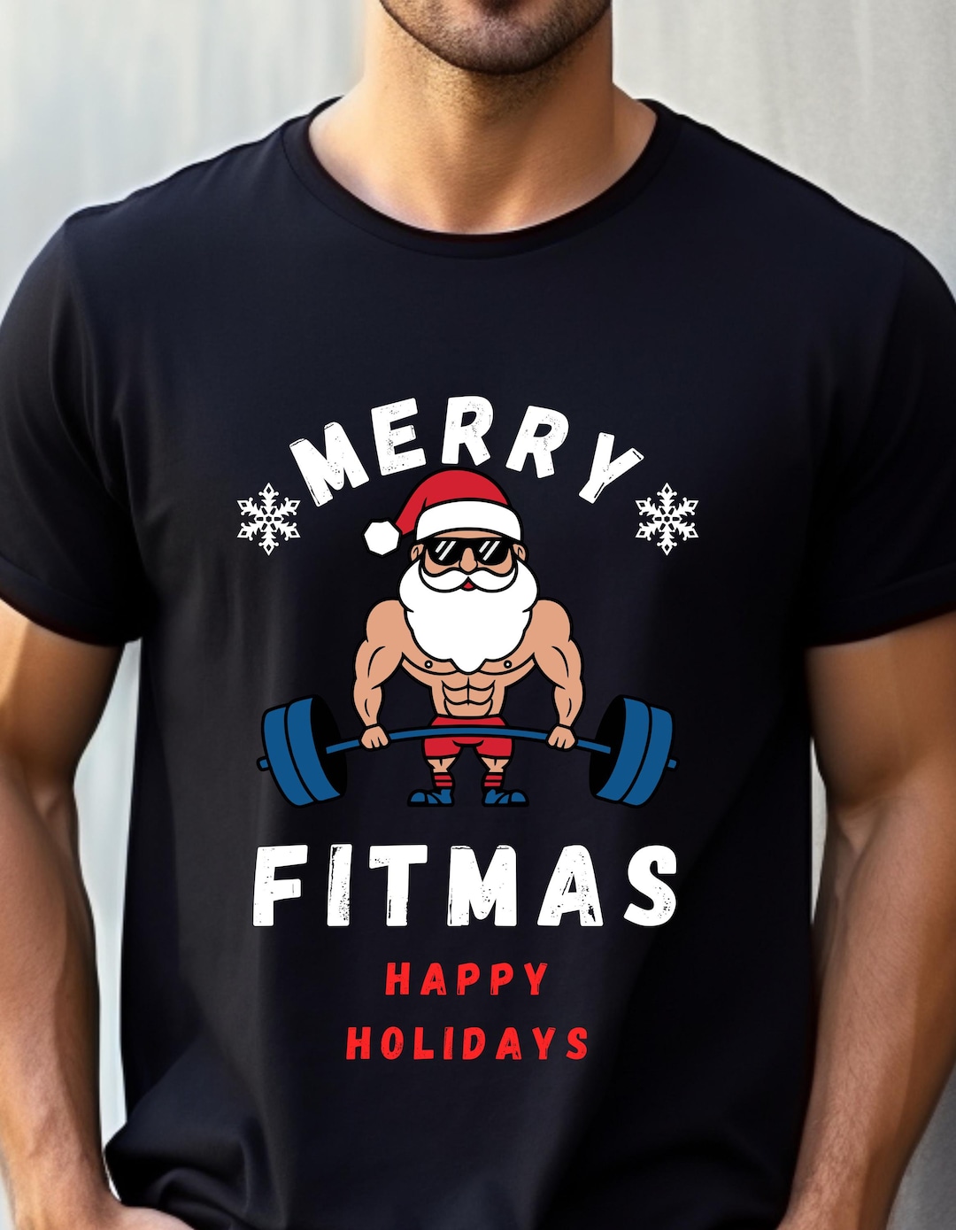 Santa Claus Weightlifting Muscle Gym Merry Christmas Unisex T-shirt ...
