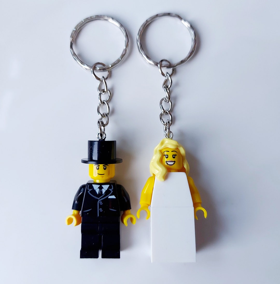 Wedding Minifigures Bride and Groom Keyrings * Customised Personalised ...