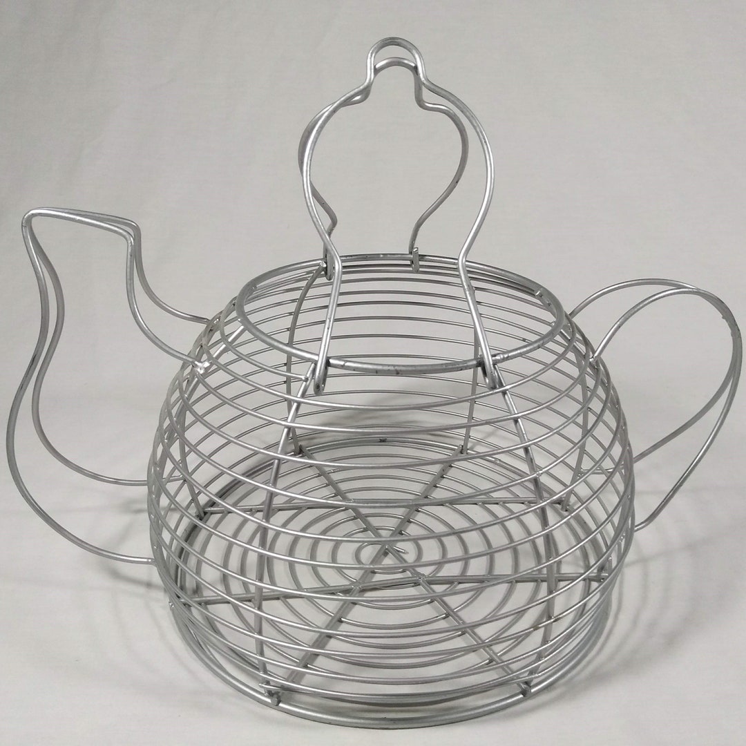 Vintage Basket Teapot Wire Tea Kettle Egg Basket Stainless - Etsy