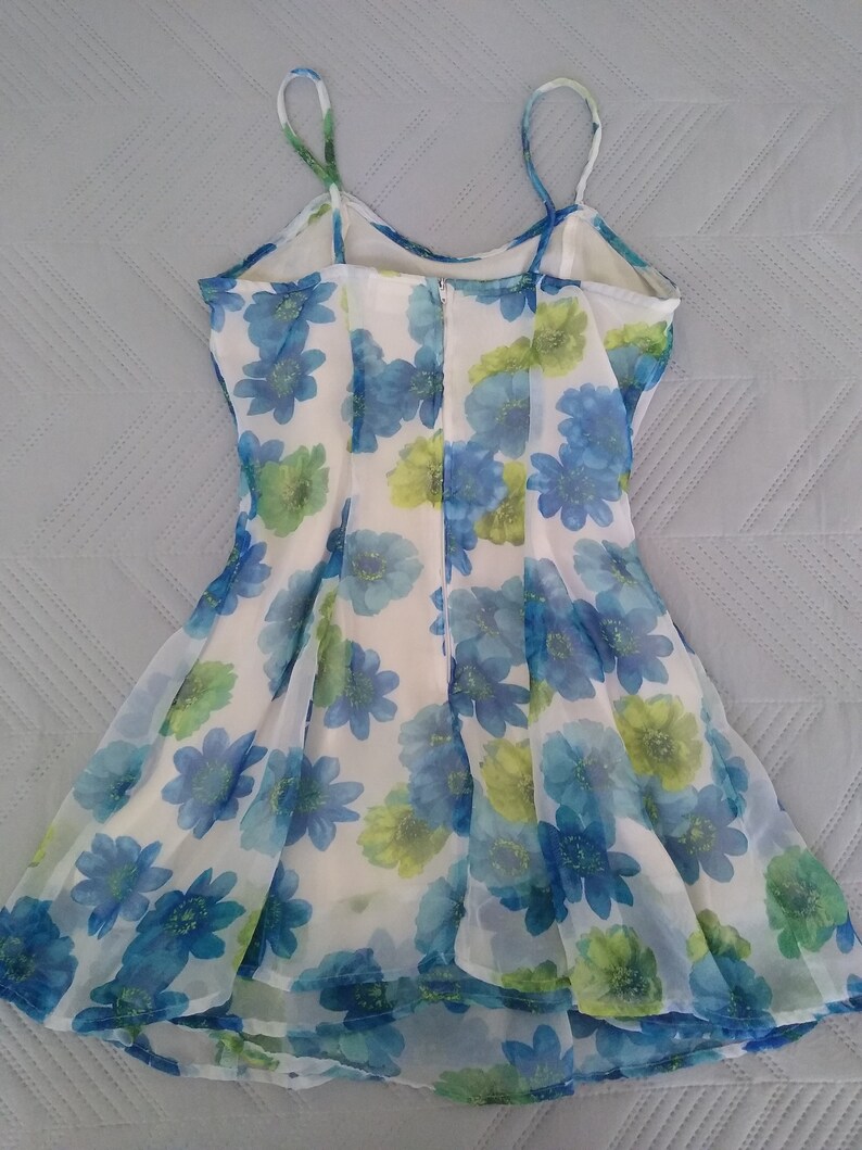Y2K Dress 90s Dress Tiny Babydoll Vintage Sundress Blue Green Floral ...
