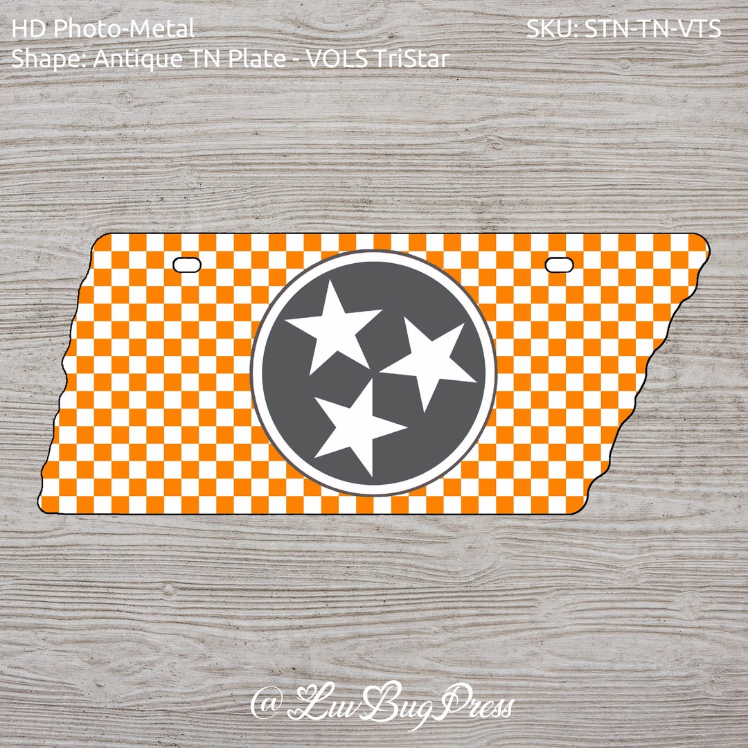 License Plate - Antique Tennessee Shape - VOLS Tri-star Design TN - Etsy