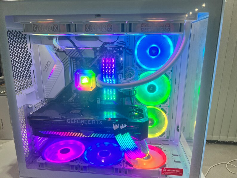 Liquid Cooled Custom Built White Gaming PC With AMD 7 5700x and ASUS ...