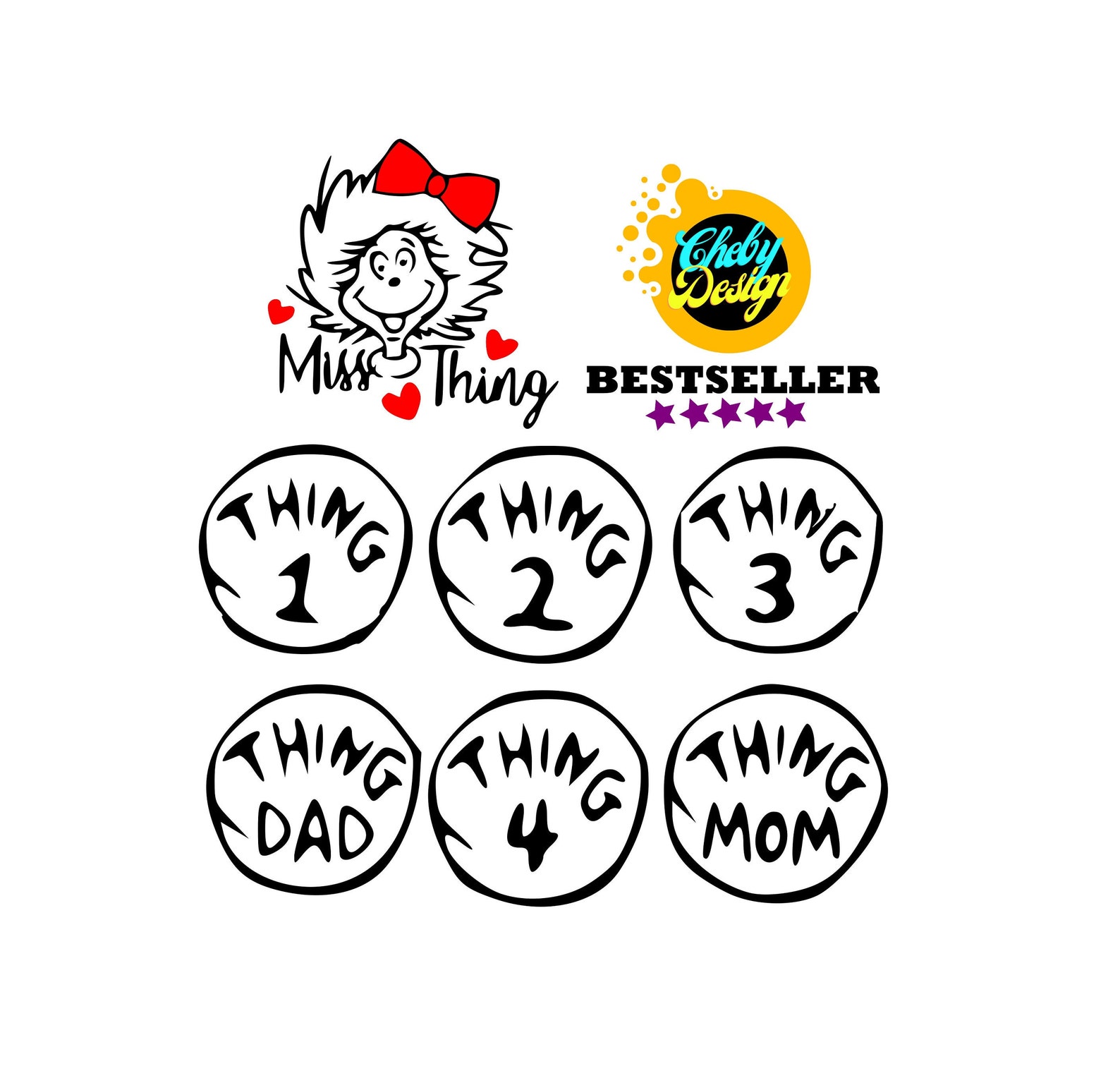 Thing 1 Thing 2 Svg, Seuss Svg, Twin Thing Svg,thing Mom Svg, Things ...