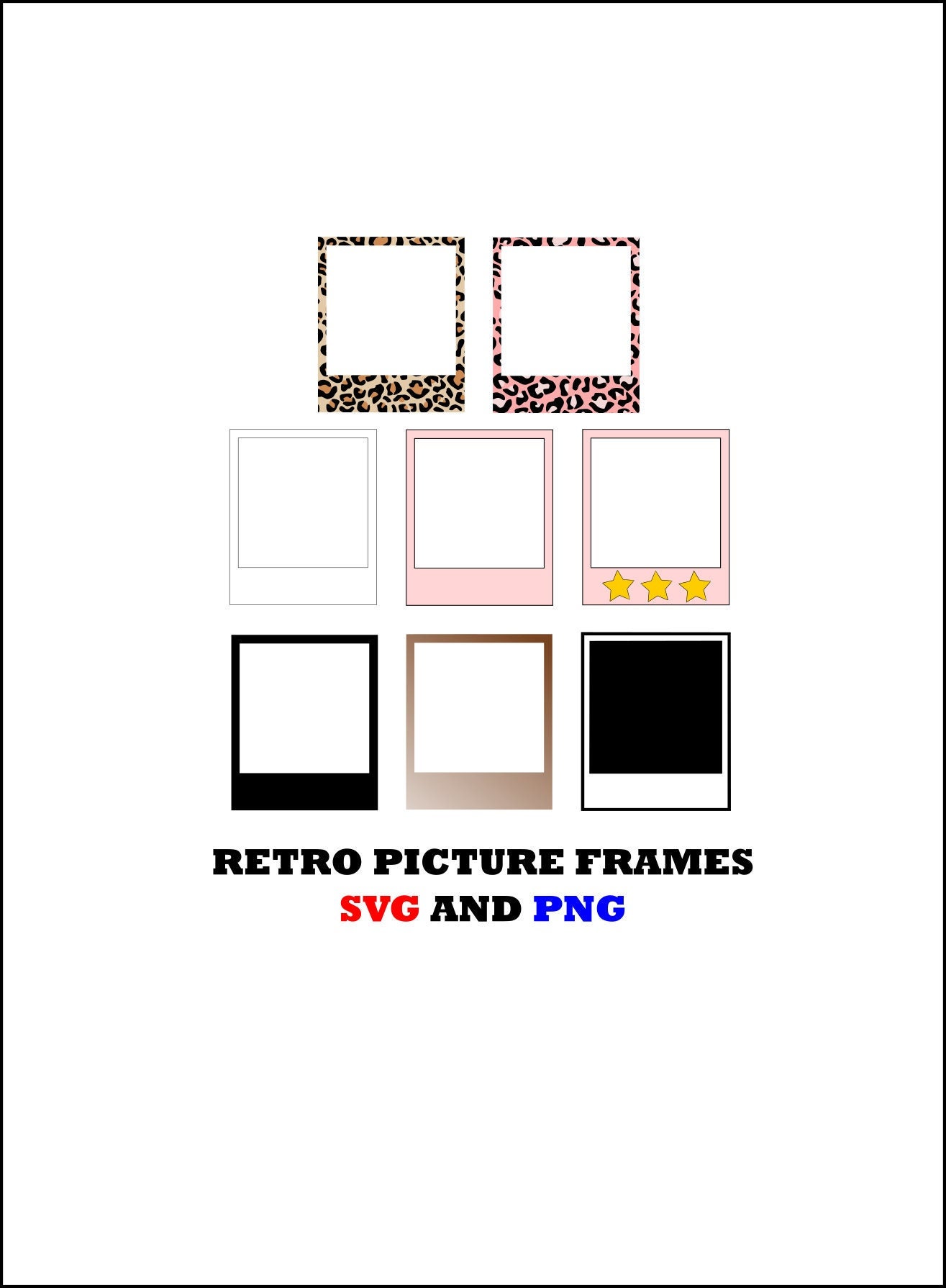 Retro Picture Frames SVG PNG, Instant Digital Download, Cutfile, Photo ...