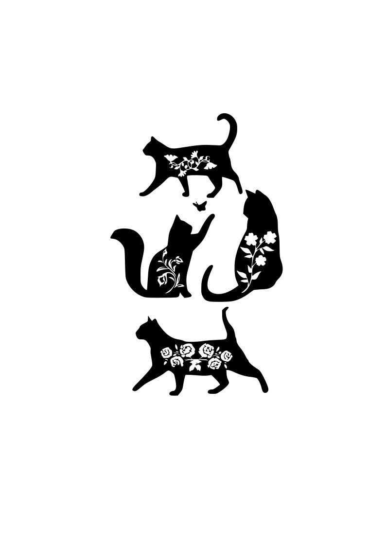 Floral Cat SVG Cat SVG Png Files for Silhouette Cricut.floral - Etsy