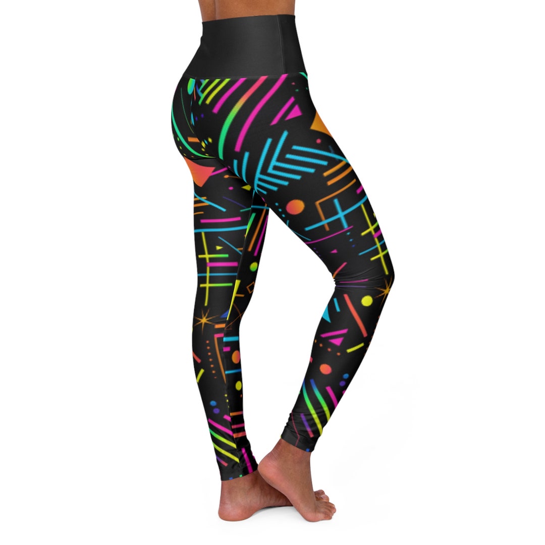 Retro 1980s Style High Waisted Yoga Leggings Popular Vintage Style ...
