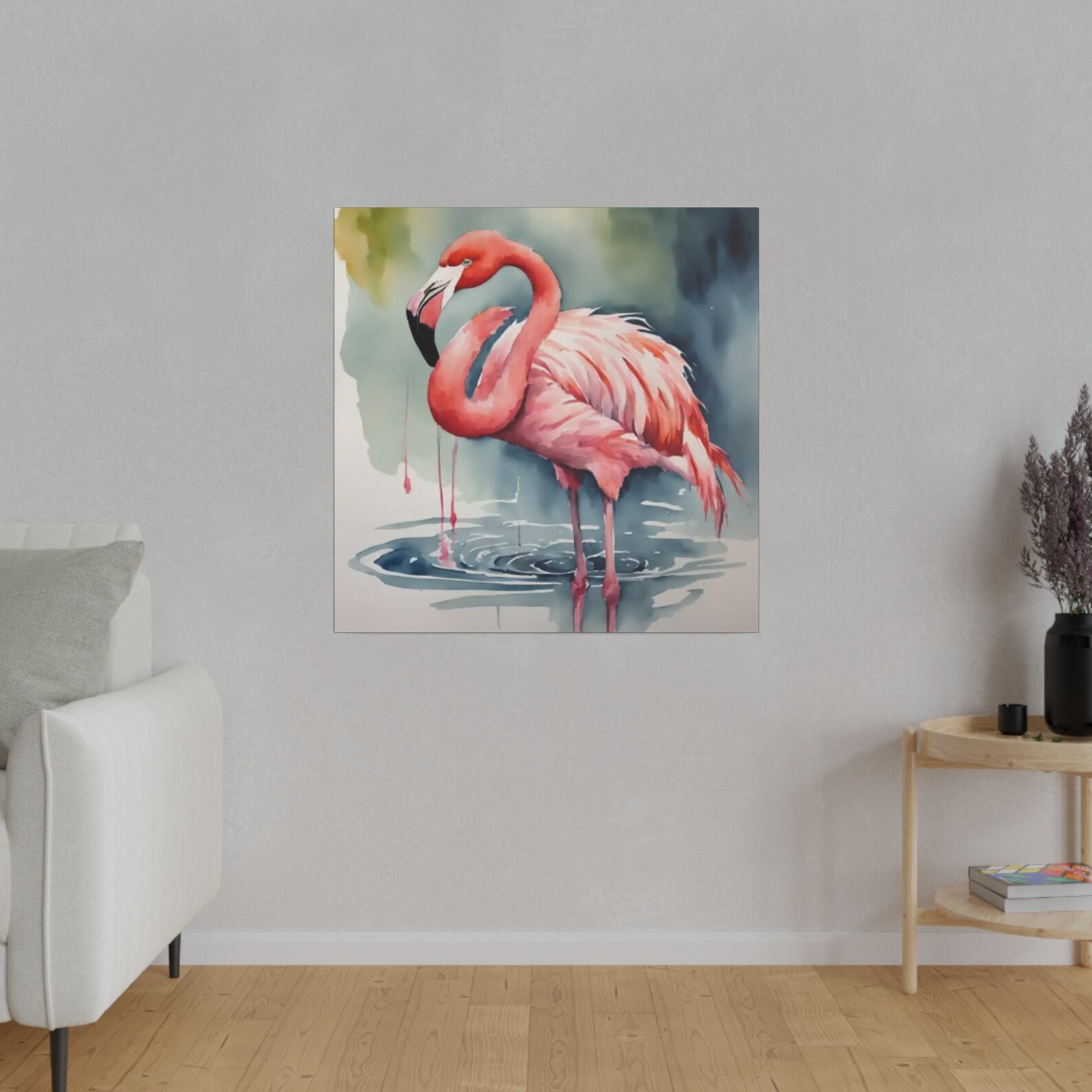 Modern Art Flamingo Canvas Painting - Etsy