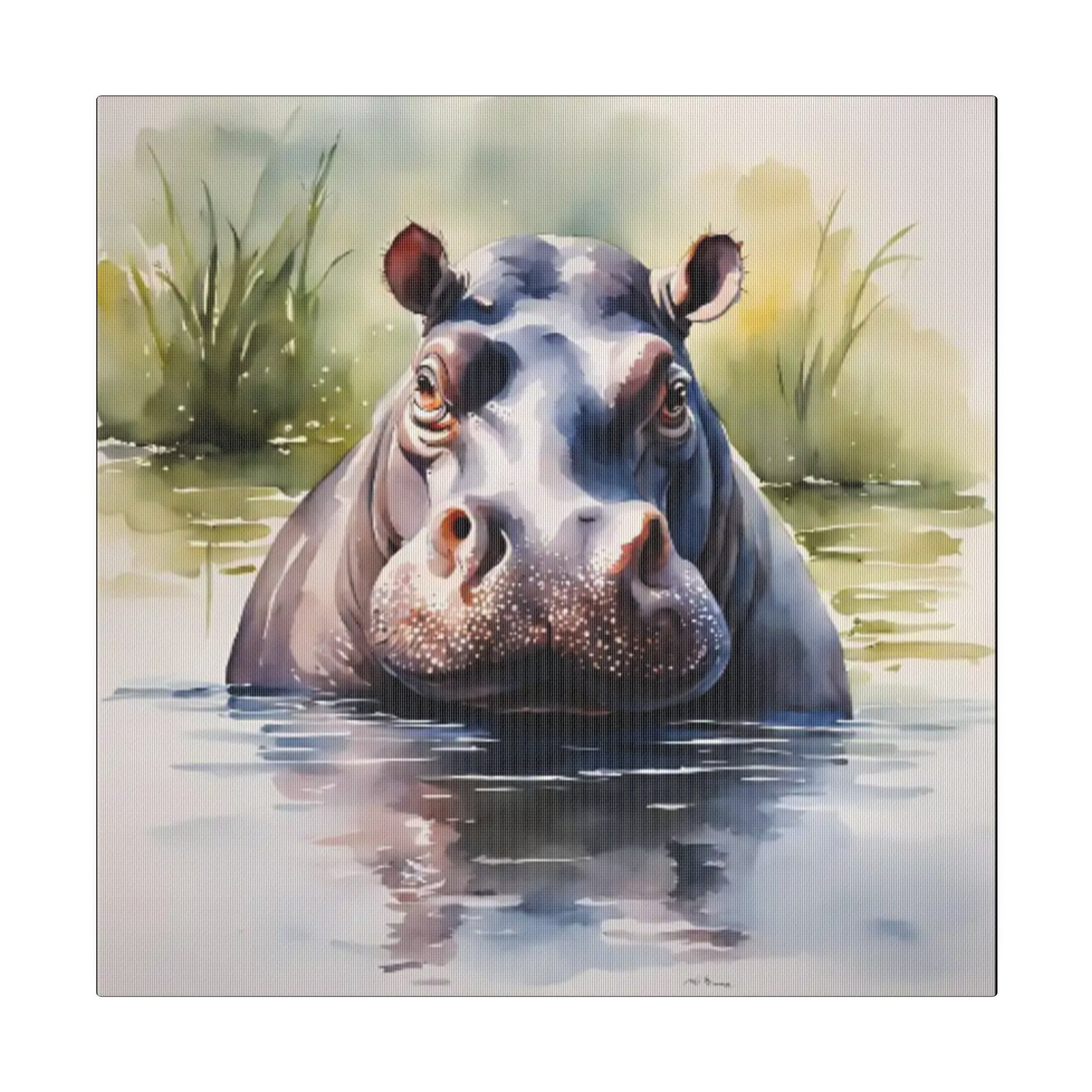 Modern Art Hippo Canvas Painting - Etsy