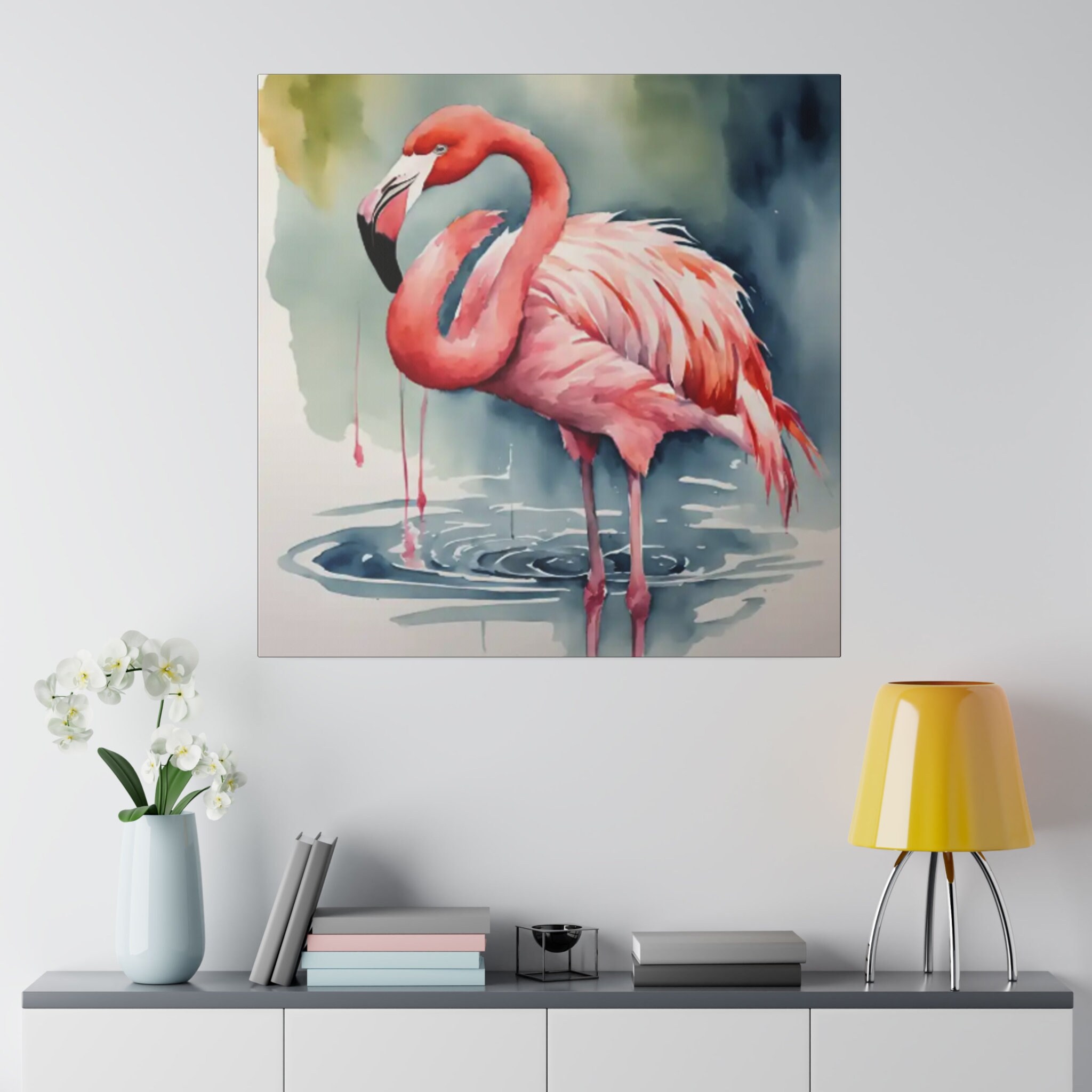 Modern Art Flamingo Canvas Painting - Etsy
