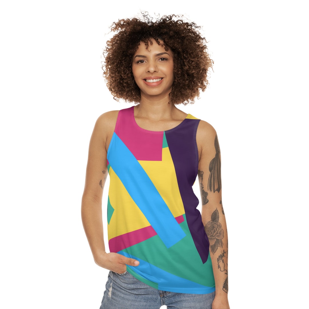 Retro 1980s Style Colorful Pattern Unisex Tank Top 80s and 90s Design ...