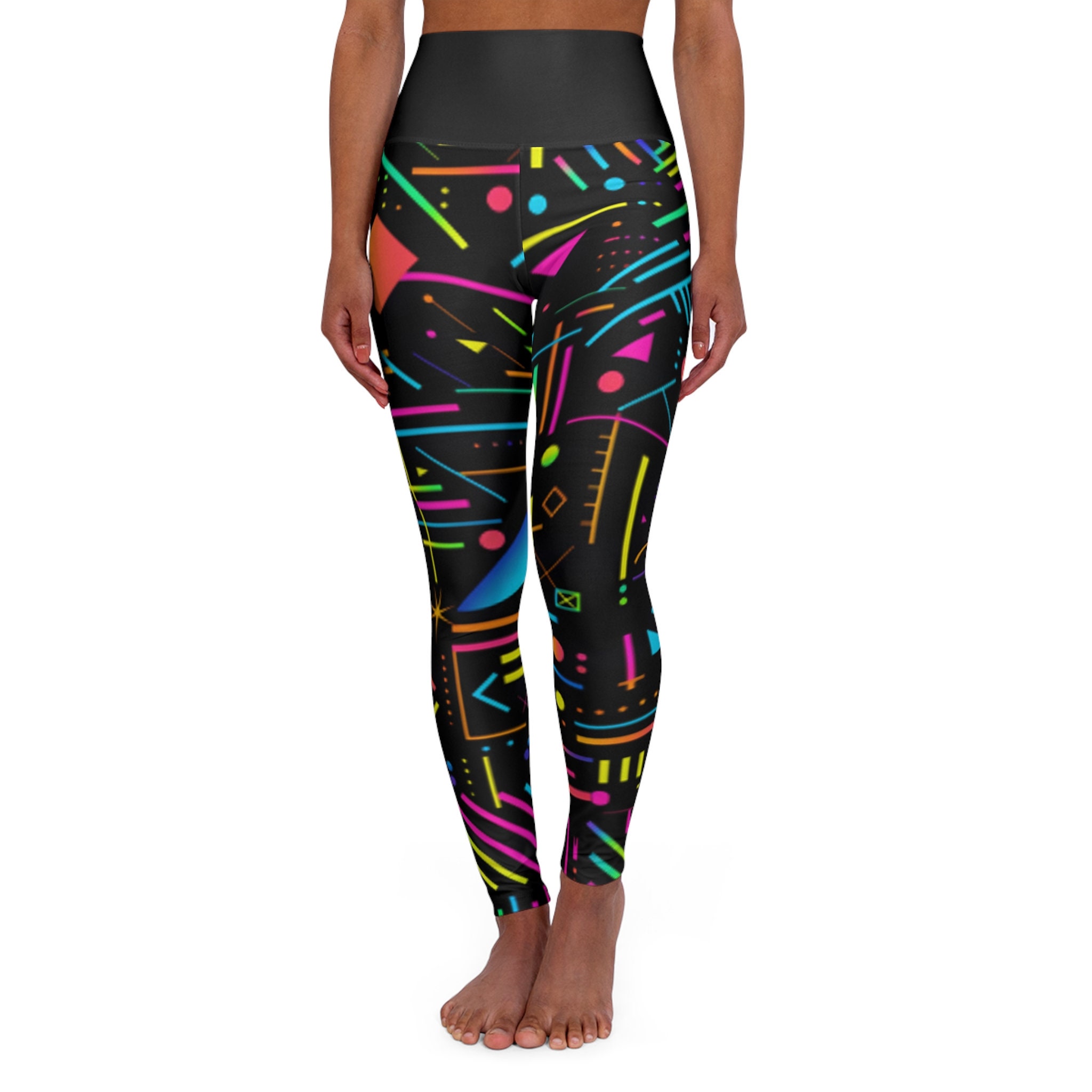 Retro 1980s Style High Waisted Yoga Leggings Popular Vintage Style ...