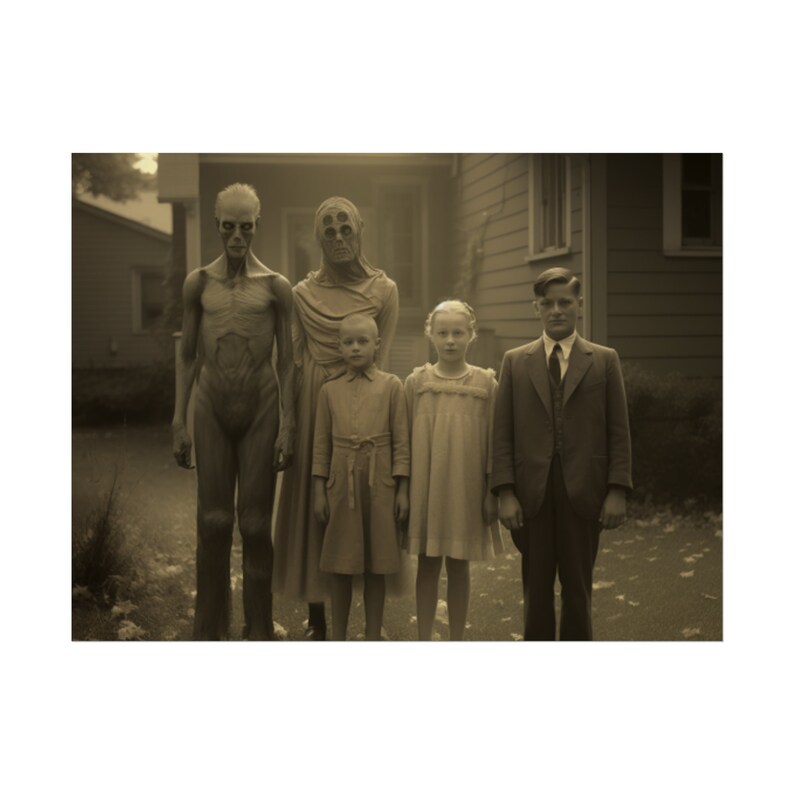 Halloween Decor: Creepy 1930s Family Photo Parents Aliens Spooky ...