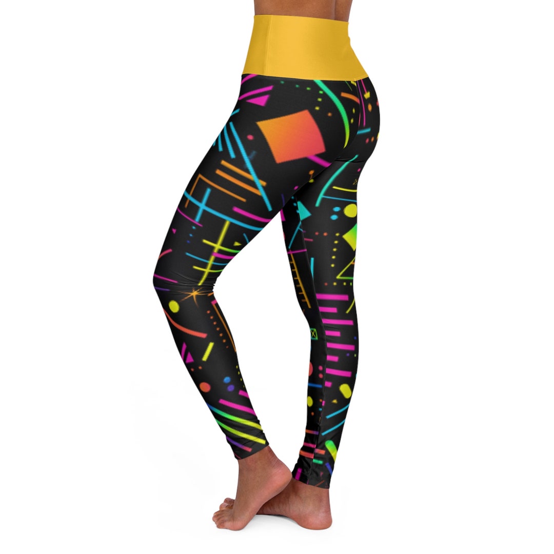 Retro 1980s Style High Waisted Yoga Leggings Popular Vintage Style ...