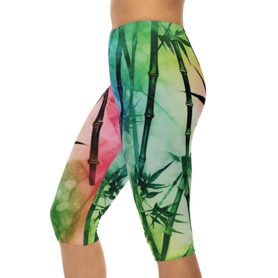 Retro 1980s Style Womens Bamboo Tie Dye Capri Leggings Fashion Trend ...