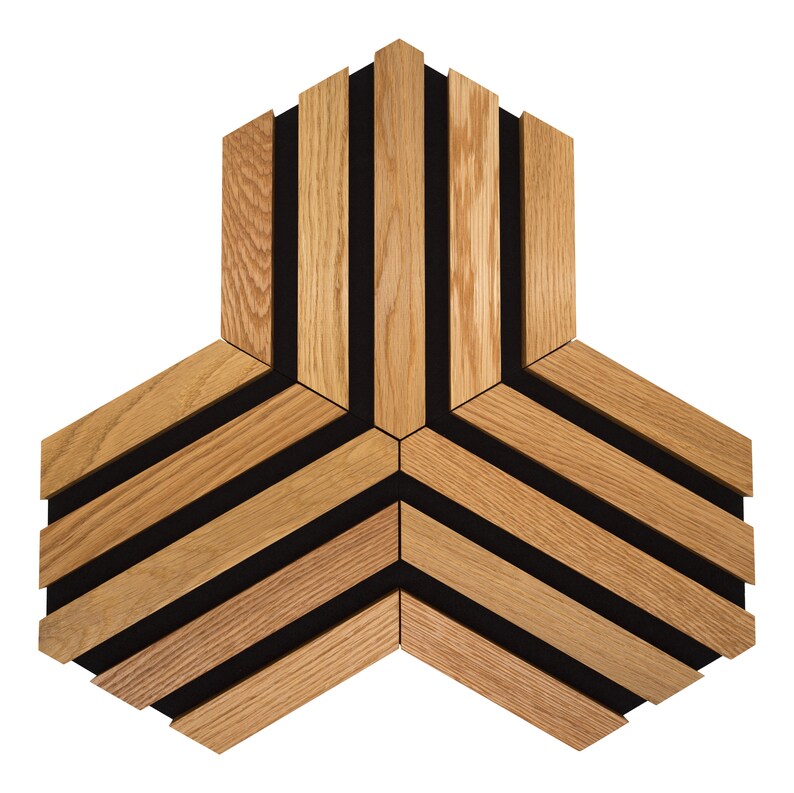 Wooden Slatted Hexagon, Acoustic Panel, Unique Wall Decor, Solid Oak ...