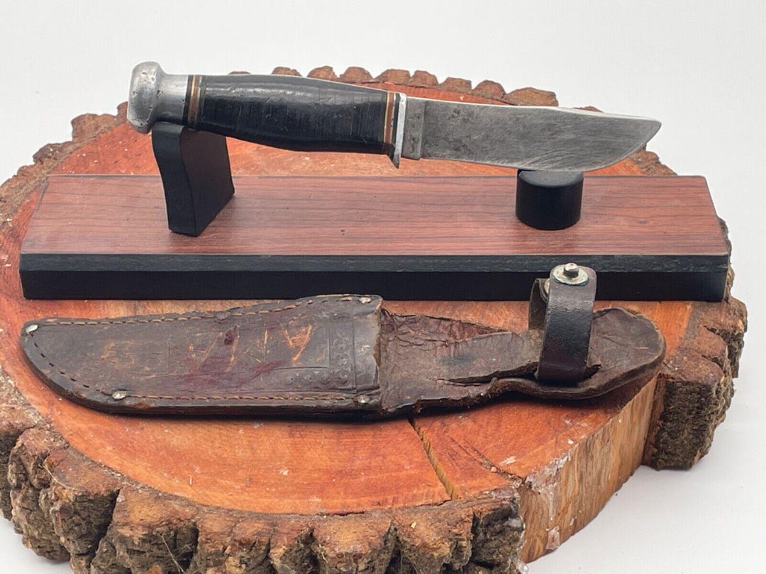 Vintage Cattaraugus Hunting Knife With Leather Handle Sheath 4.25 ...