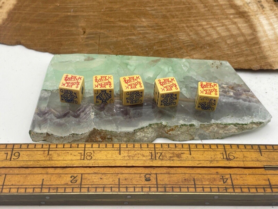 Rare Victorian England Grained Celluloid Poker Dice Complete Set of 5 ...