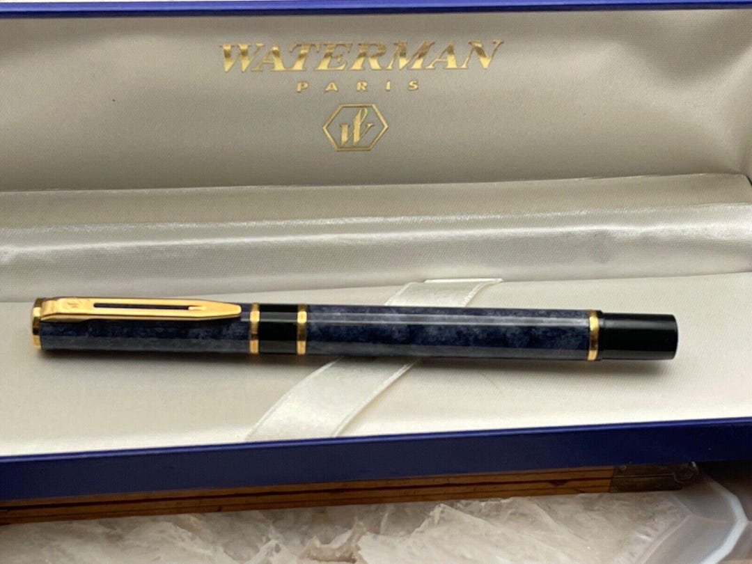 Waterman Laureat Blue and Gold Fountain Pen - Box & Original Papers ...