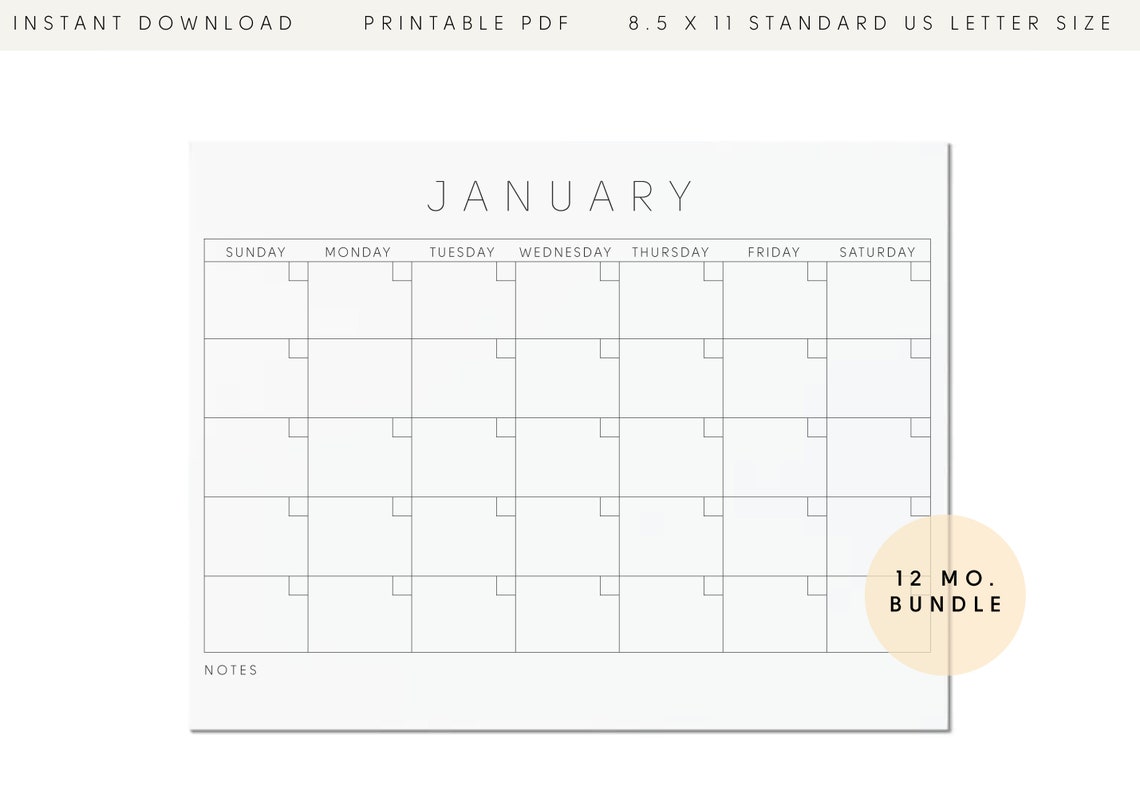 2022, 2023 Monthly Calendar Print at Home Printable Calendar Planner 8. ...