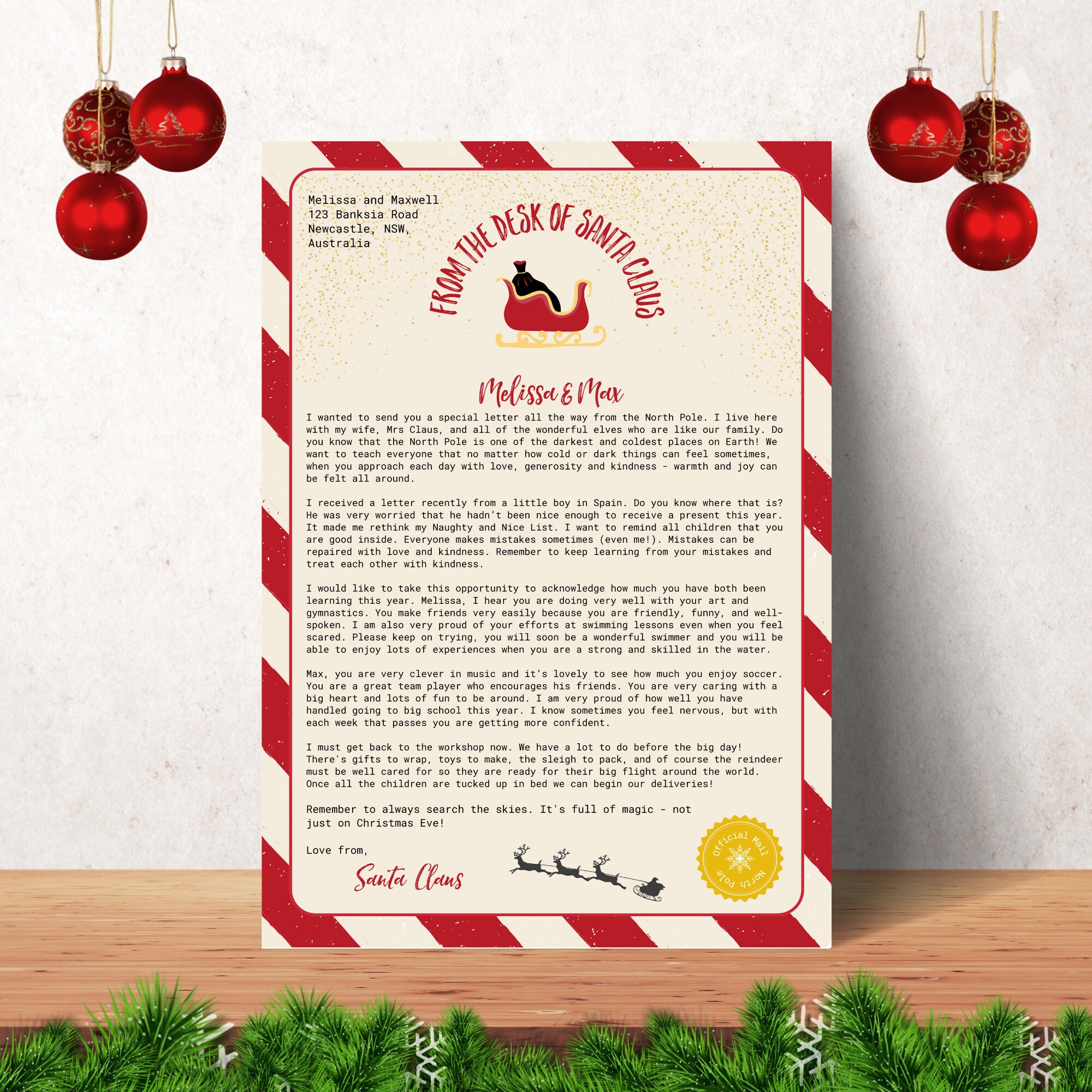 Letter From Santa, Editable Santa Letter, Personalized Santa Letter ...