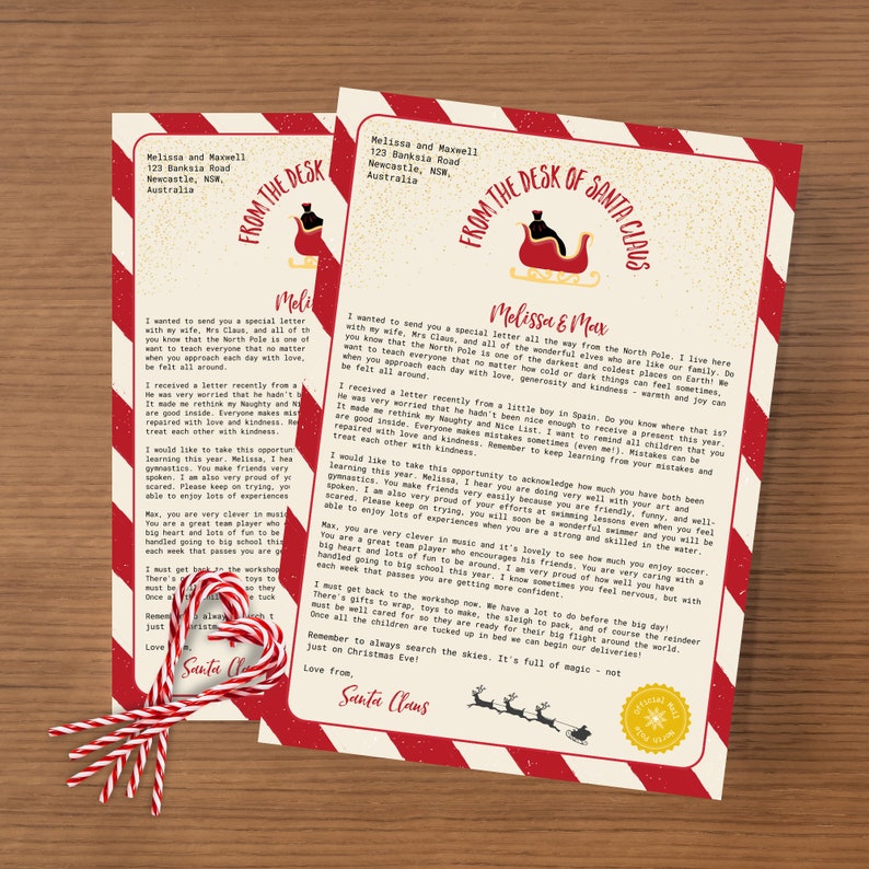Letter From Santa, Editable Santa Letter, Personalized Santa Letter ...
