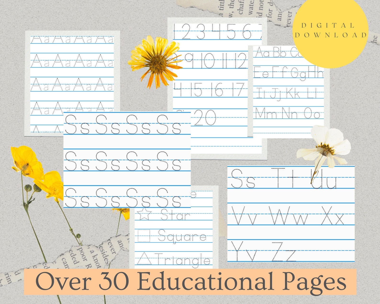 Printable Tracing Worksheet Bundle Alphabet Number Letter - Etsy