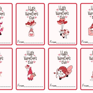 Gnome Valentine Cards, Classroom Cards, Printable Valentine Cards ...