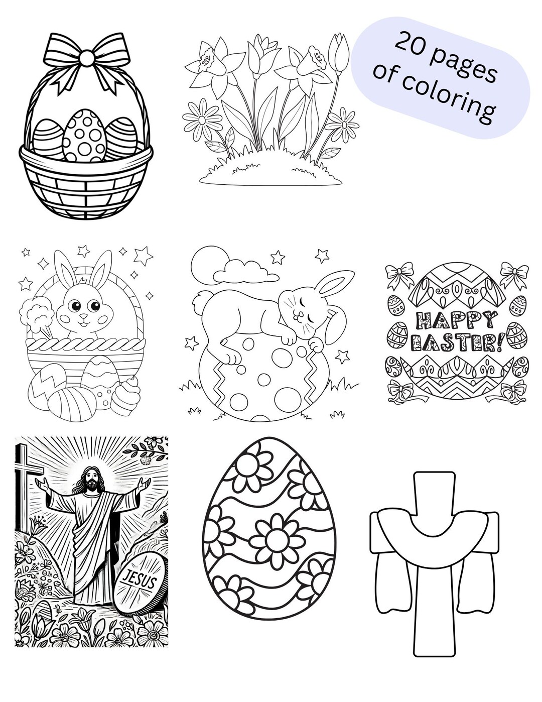 Easter Coloring Book: Jesus Resurrection, Easter Bunny (PDF) - Etsy
