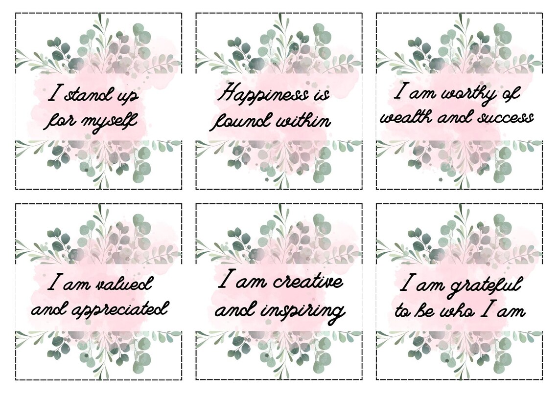 Printable Affirmation Cards for Self Love and Anxiety, Good for Mental ...